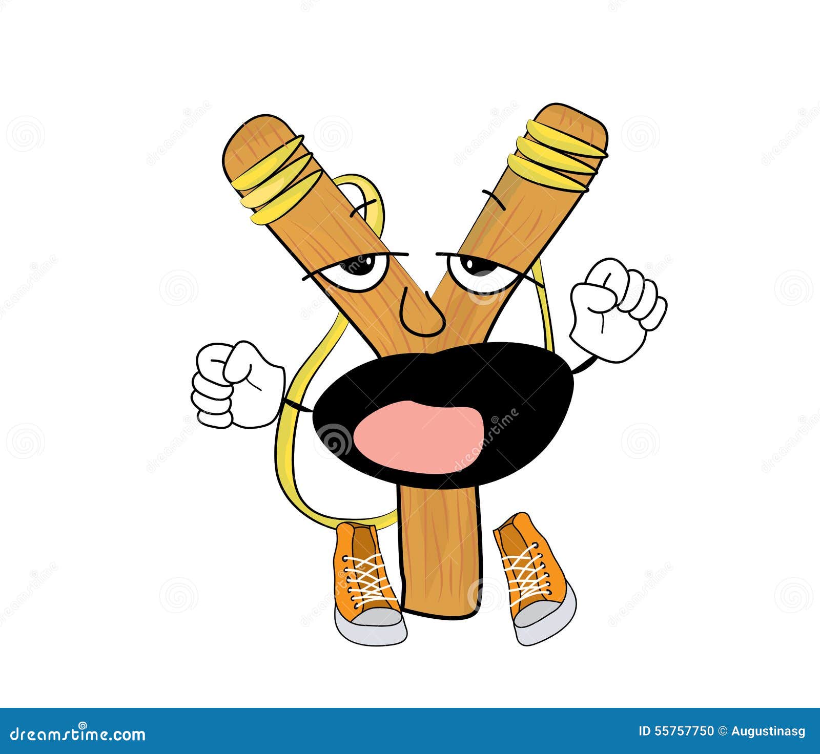 Sling Shot. Cartoon Slingshot Animation Stretch Rubber Sling With Stone ...