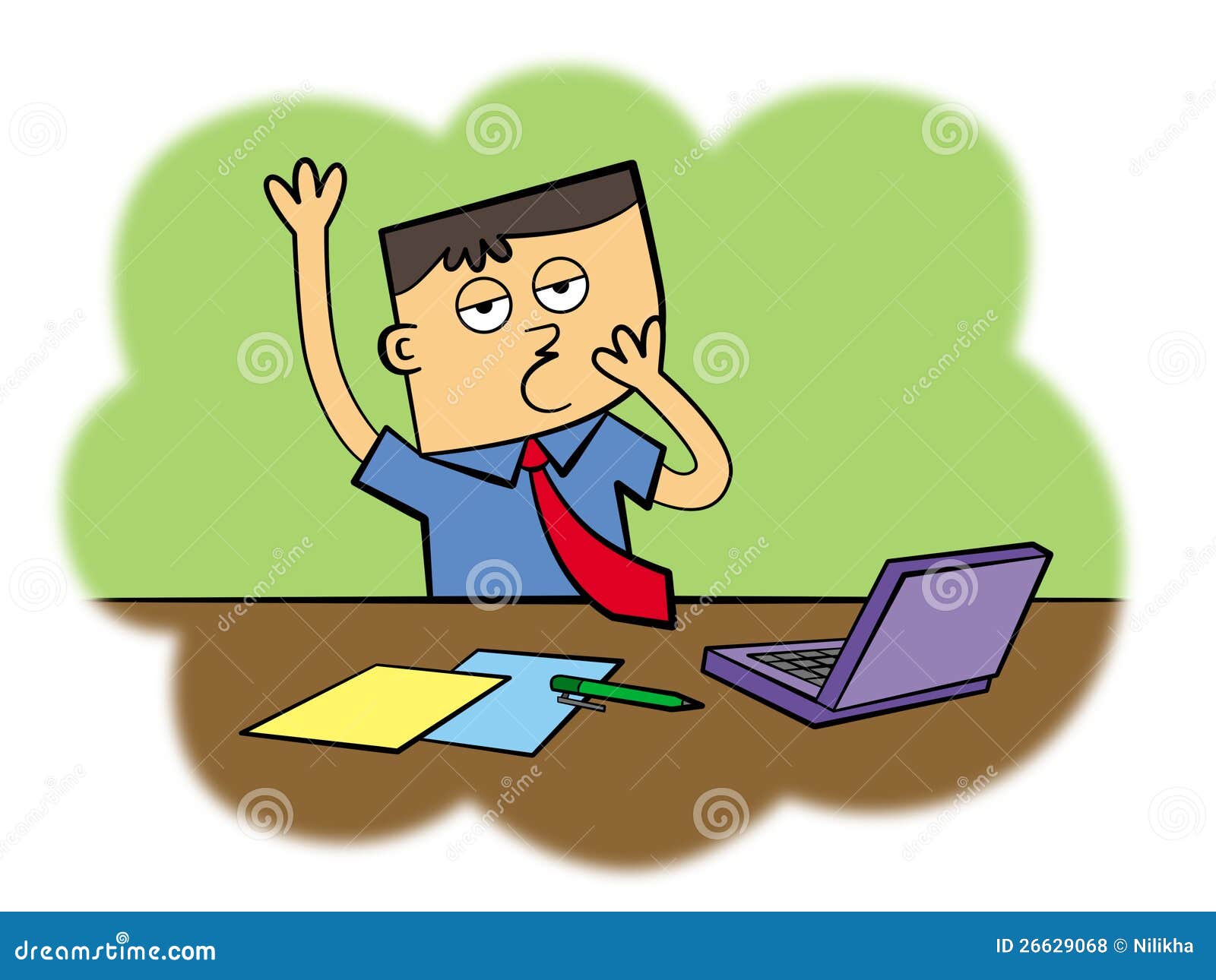 Yawning at work stock illustration. Illustration of concept - 26629068