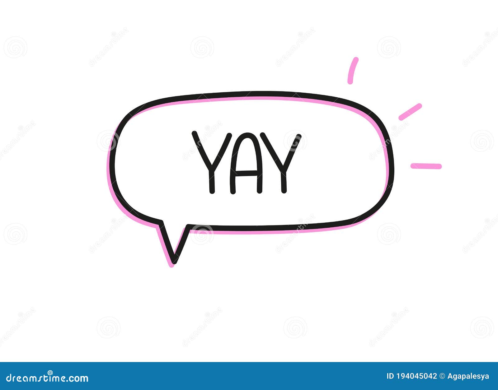 Yay Inscription Handwritten Lettering Illustration Black Vector Text
