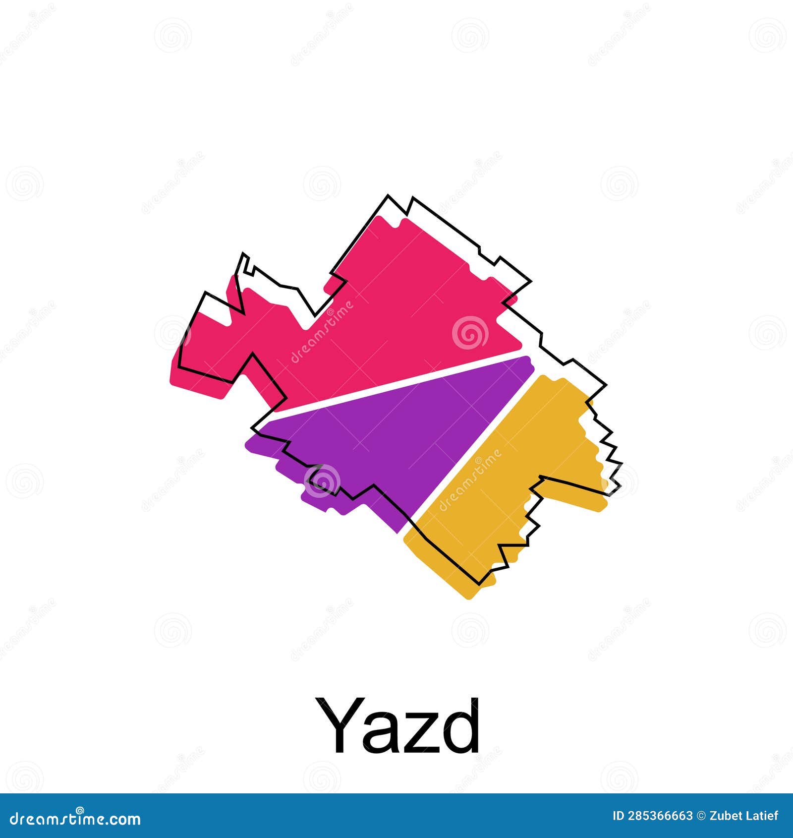 Yazd City of Iran Map Vector Illustration, Vector Design Template Stock ...