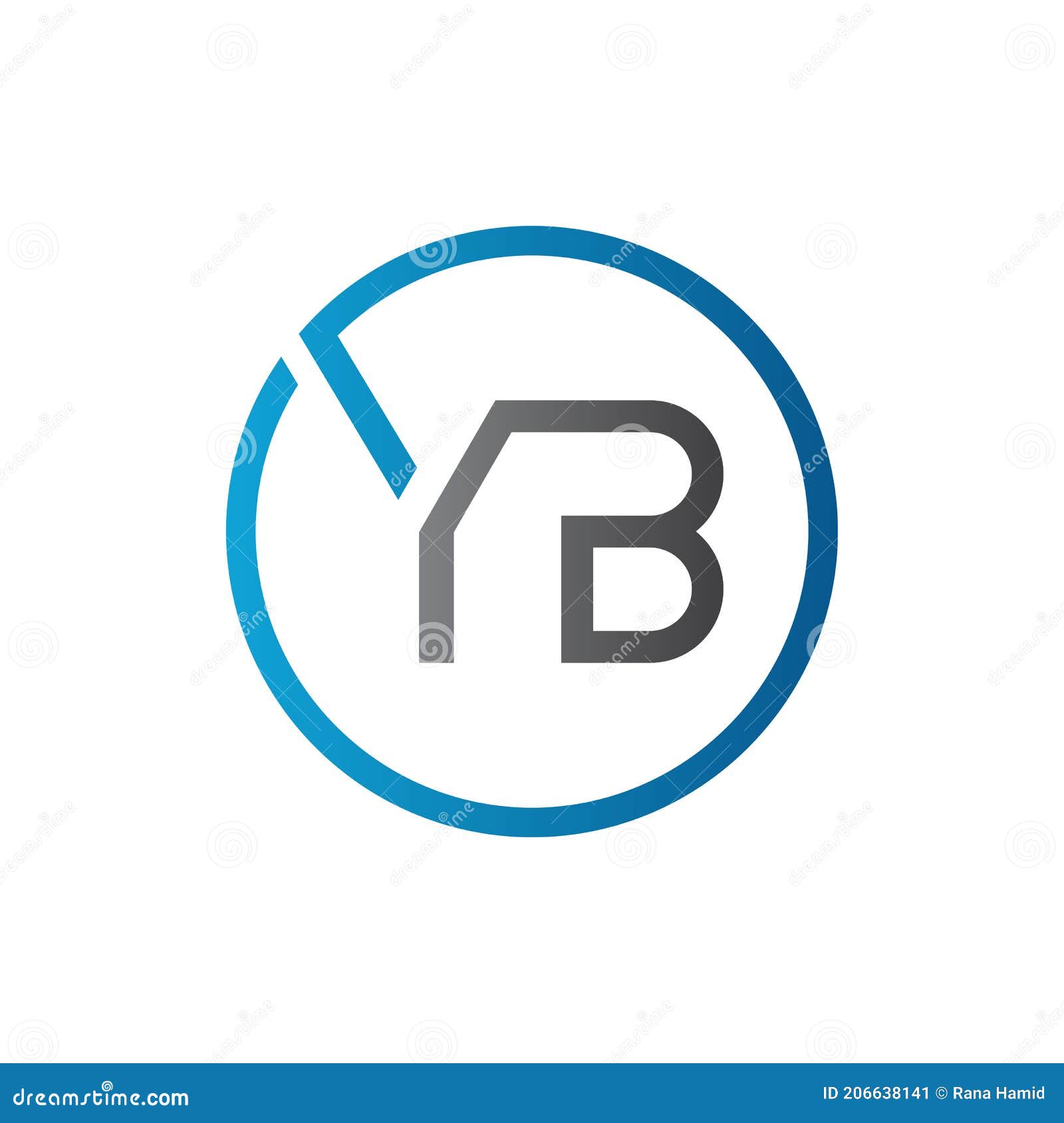 YB Logo Design Vector Template. Initial Circle Letter YB Vector ...
