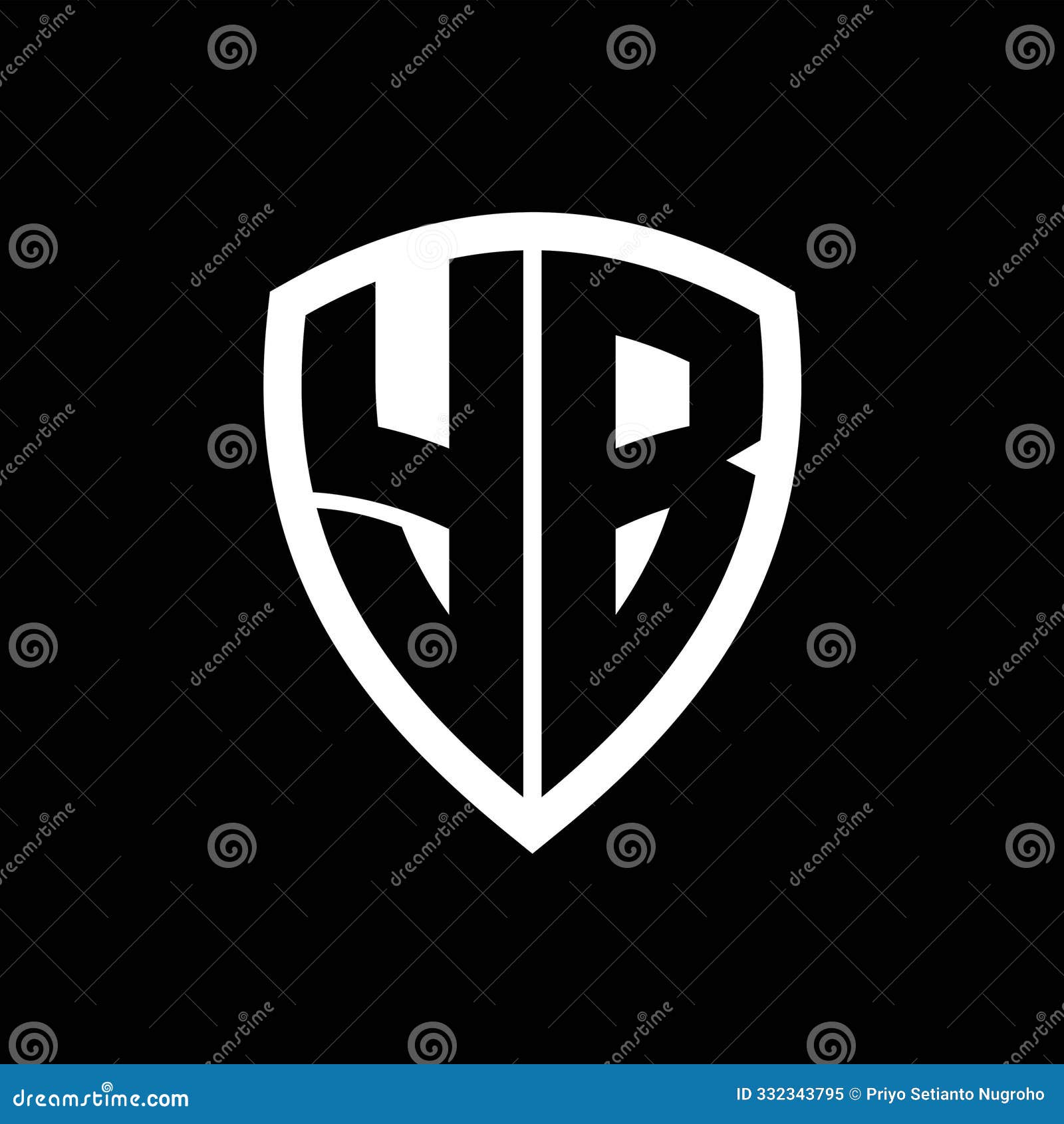 YB Monogram Logo with Bold Letters Shield Shape with Black and White ...