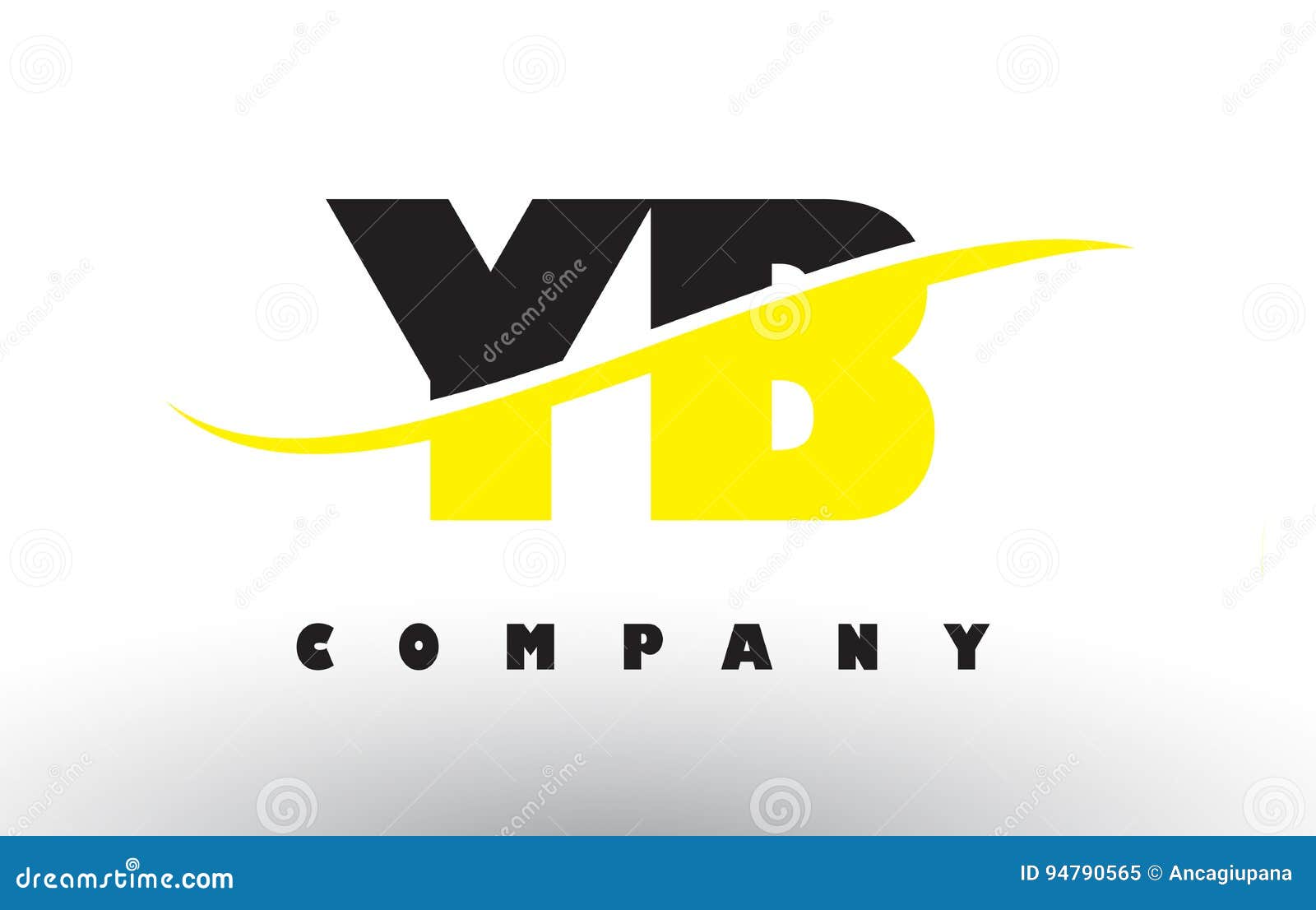 Yb Y B Black And Yellow Letter Logo With Swoosh Stock Illustration Illustration Of White
