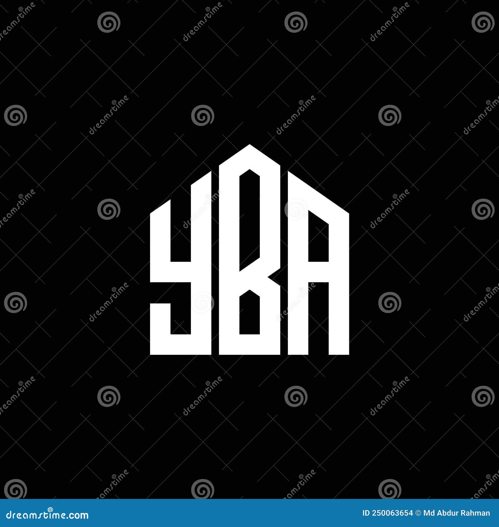 YBA Letter Logo Design on BLACK Background. YBA Creative Initials ...