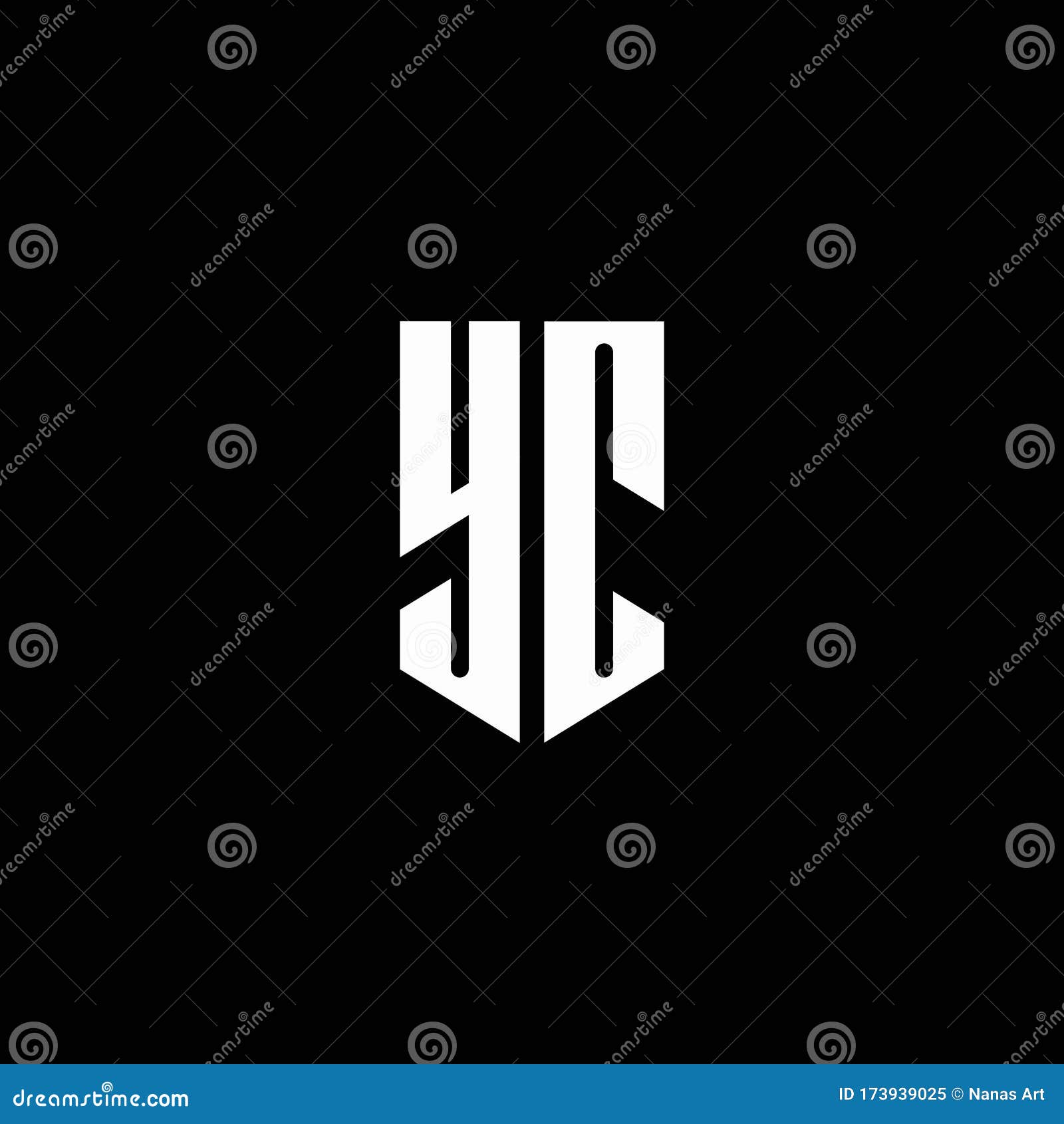 YC Logo Monogram with Emblem Style Isolated on Black Background Stock ...