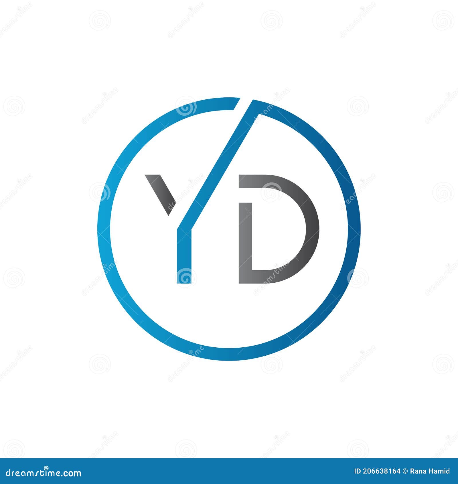 YD Logo Design Vector Template. Initial Circle Letter YD Vector ...