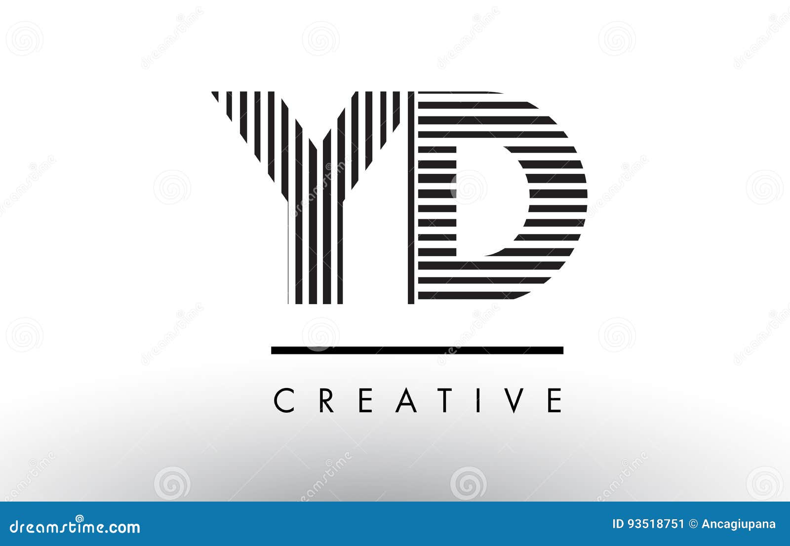 YD Y D Black and White Lines Letter Logo Design. Stock Vector ...