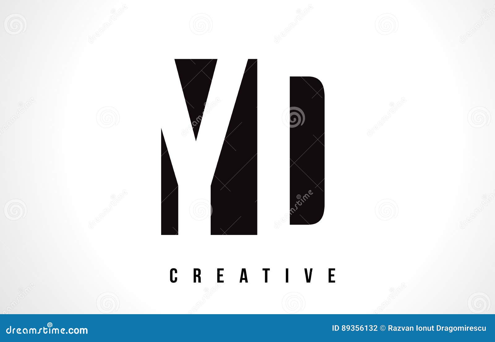 YD Y D White Letter Logo Design with Black Square. Stock Vector ...