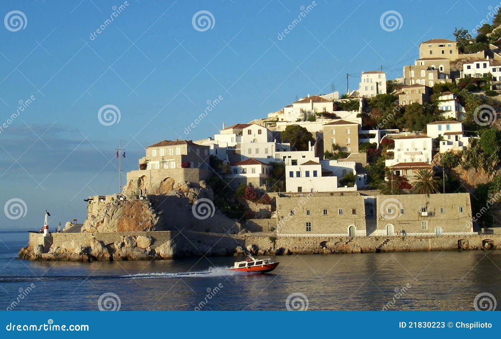 Ydra island Greece stock image. Image of boat, summer - 21830223