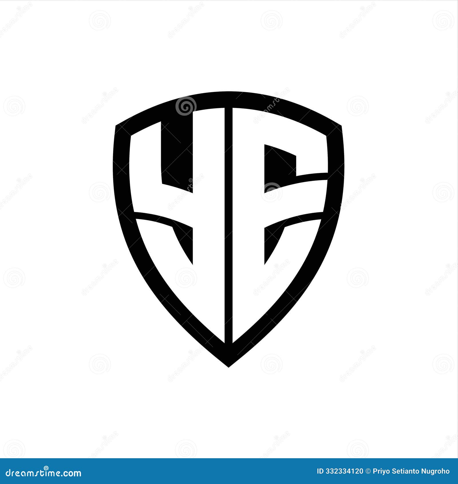 YE Monogram Logo with Bold Letters Shield Shape with Black and White ...