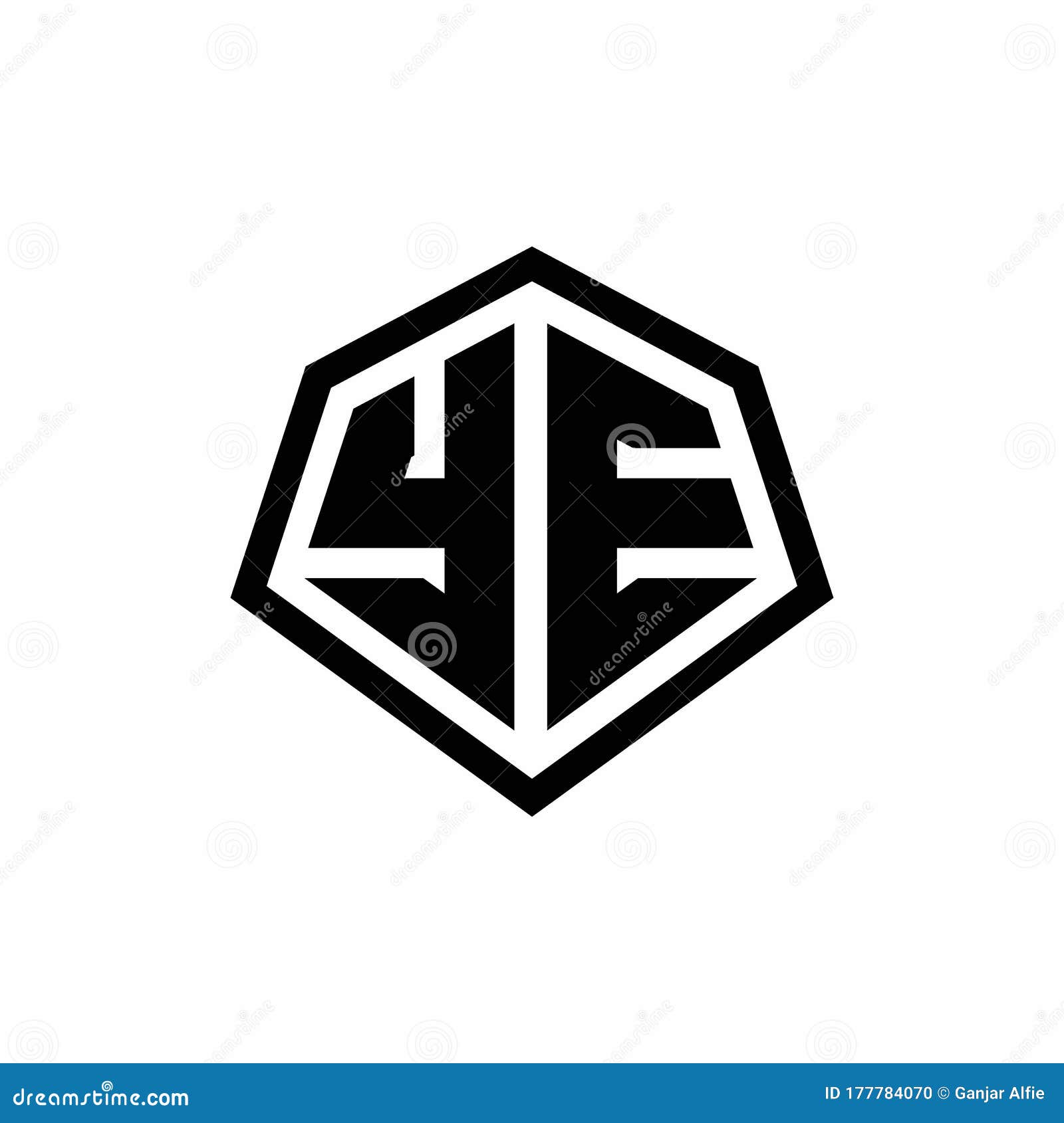 YE Monogram Logo with Hexagon Shape and Line Rounded Style Design ...