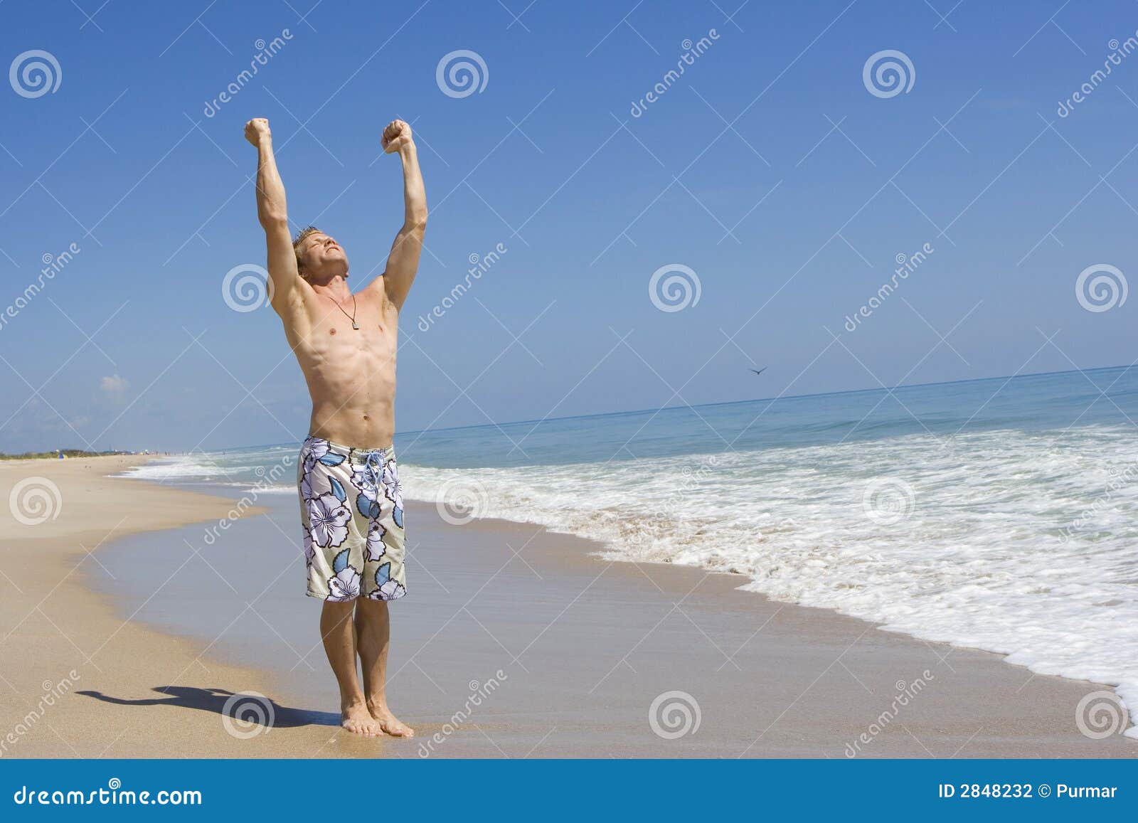 Yea! stock photo. Image of luck, sand, lucky, shirtless - 2848232