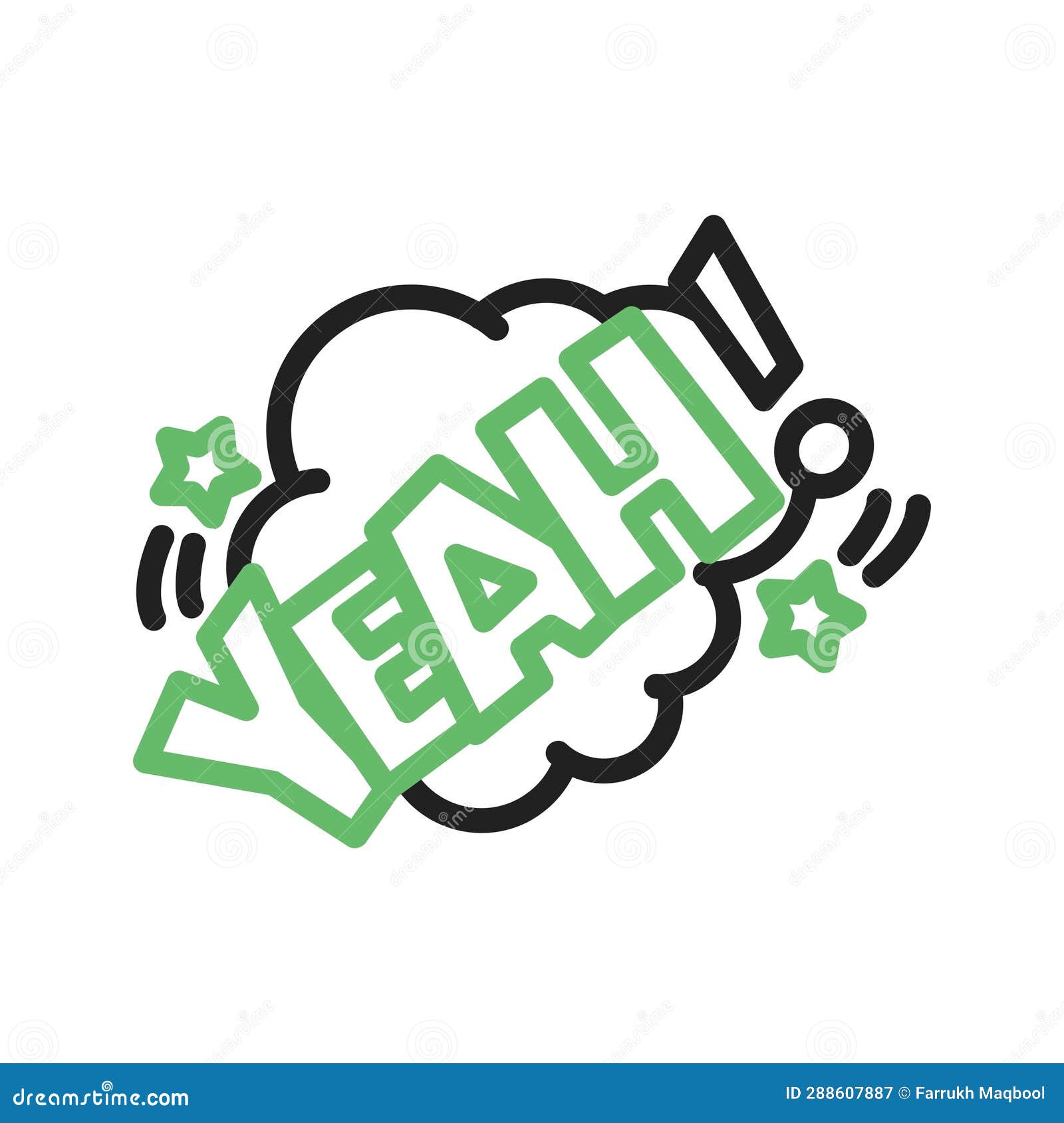 Yeah Bubble Icon Image. stock vector. Illustration of symbol - 288607887