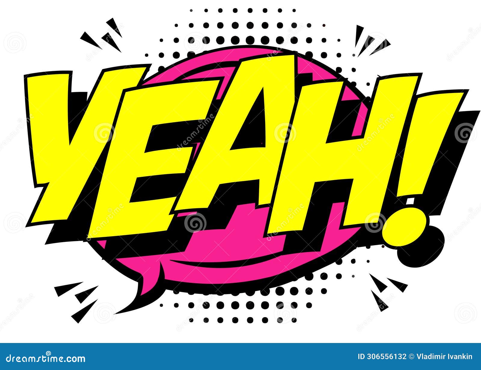 Yeah Comic Text on Pink Dotted Background Stock Vector - Illustration ...