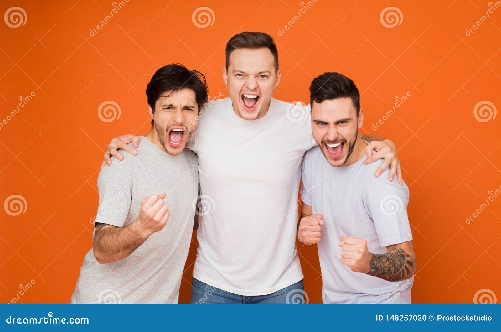 Yeah! Emotional Men Shouting and Celebrating Victory Stock Photo ...