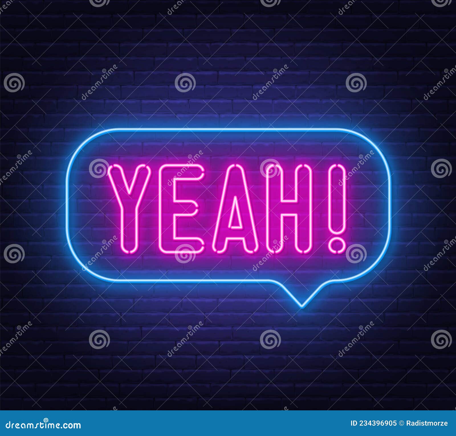 YEAH Neon Sign Vector. Comic Speech Bubble With Expression Text YEAH ...