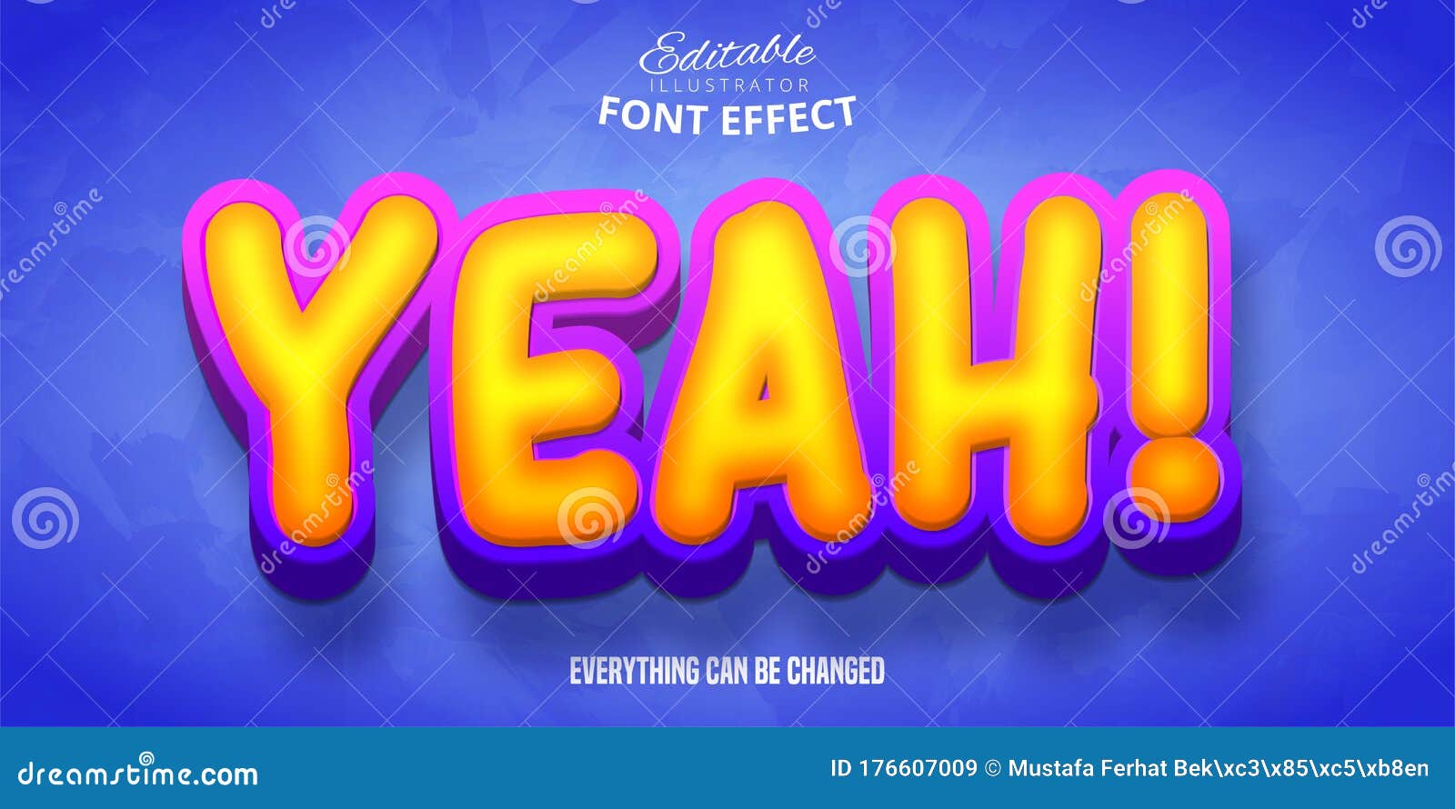 Yeah! Text, 3d Editable Font Effect Stock Vector - Illustration of kids ...