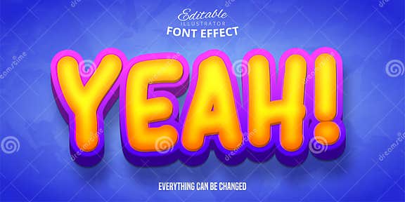 Yeah! Text, 3d Editable Font Effect Stock Vector - Illustration of kids ...