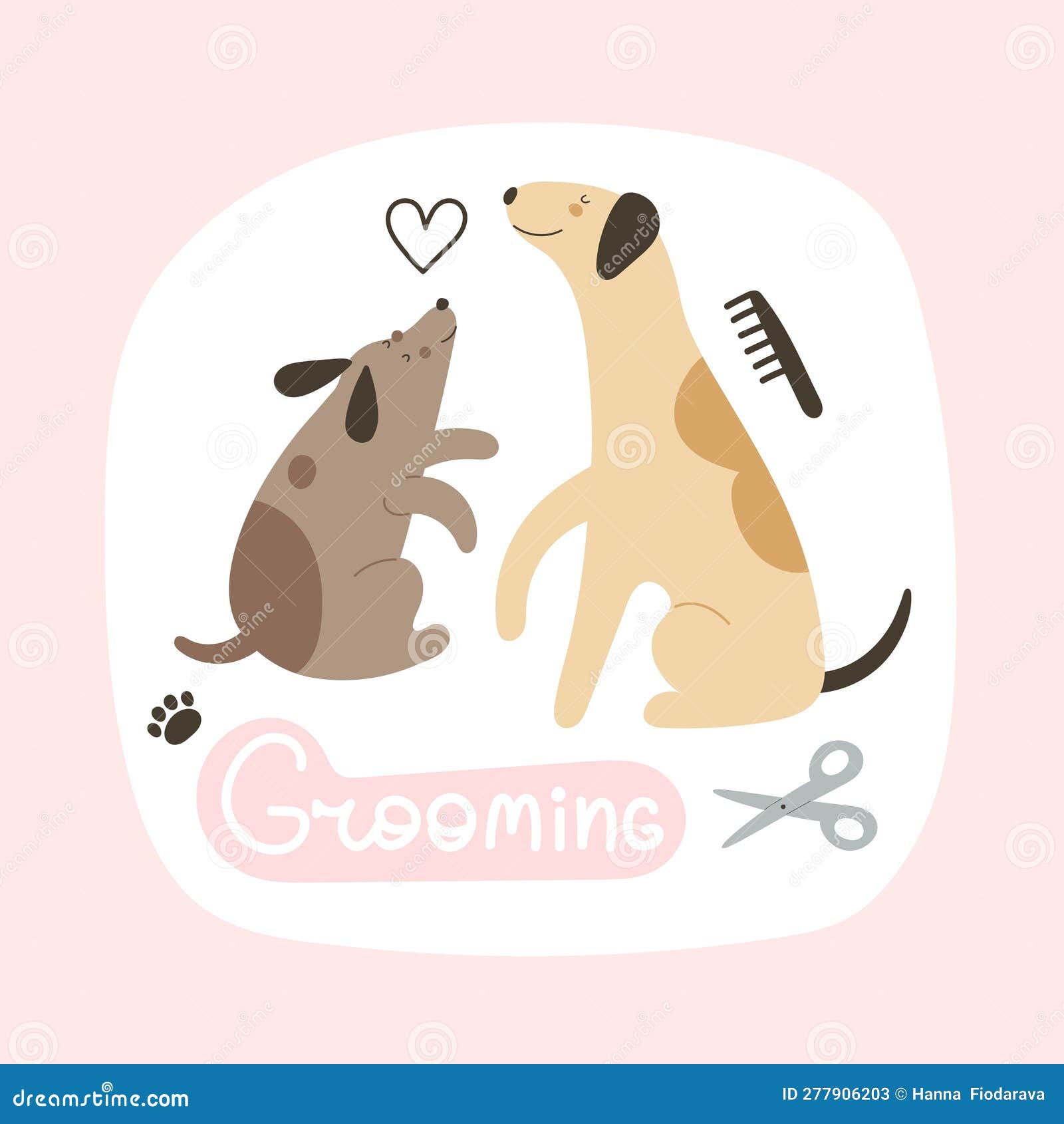 Grooming. Cartoon Dog, Decor Elements. Flat Style, Colorful Vector for ...