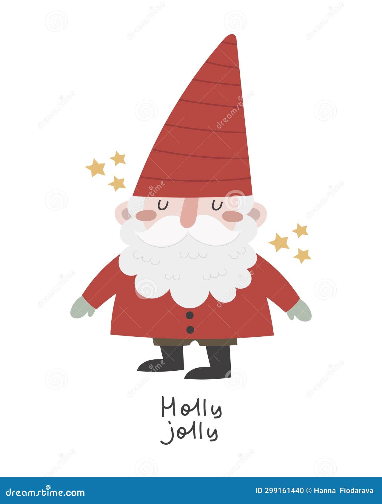 Holly Jolly. Cartoon Gnome, Hand Drawing Lettering, Décor Elements ...