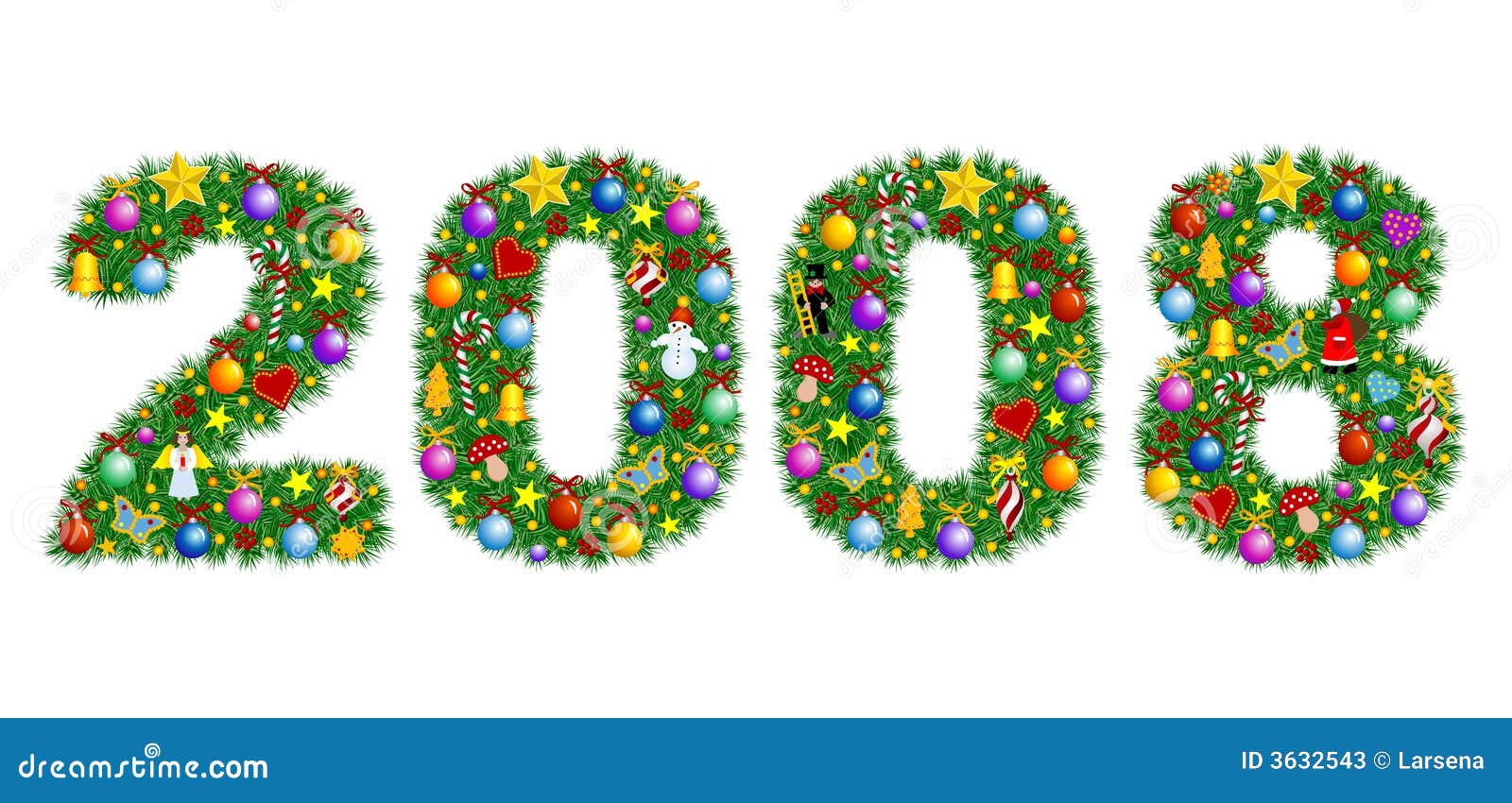 Year 2008 - Christmas stock vector. Illustration of colorful - 3632543