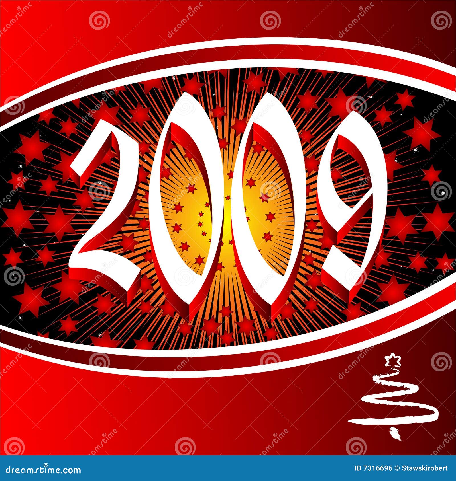 Year 2009 stock vector. Illustration of greetings, celebrate - 7316696