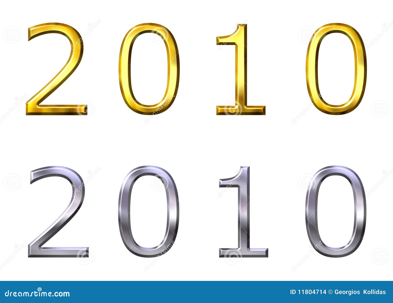 Year 2010 3D Golden and Silver Stock Illustration - Illustration of ...