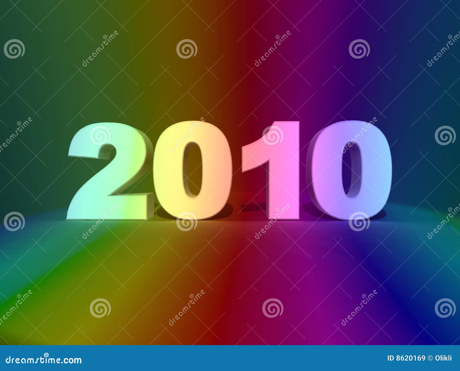 Year 2010 in Rainbow Colors Stock Illustration - Illustration of ...