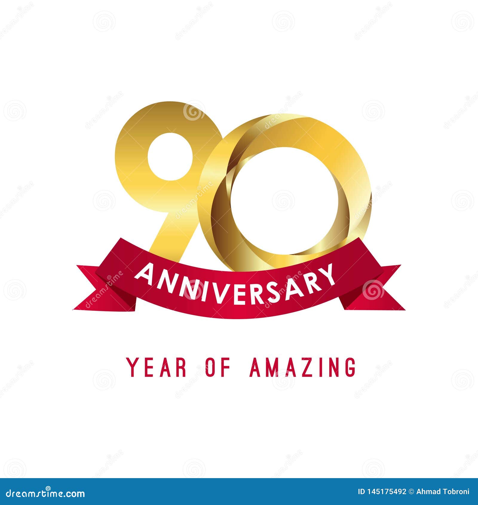 90 Years, 90th Anniversary Logo Or Icon. Birthday, Jubilee, Celebration ...