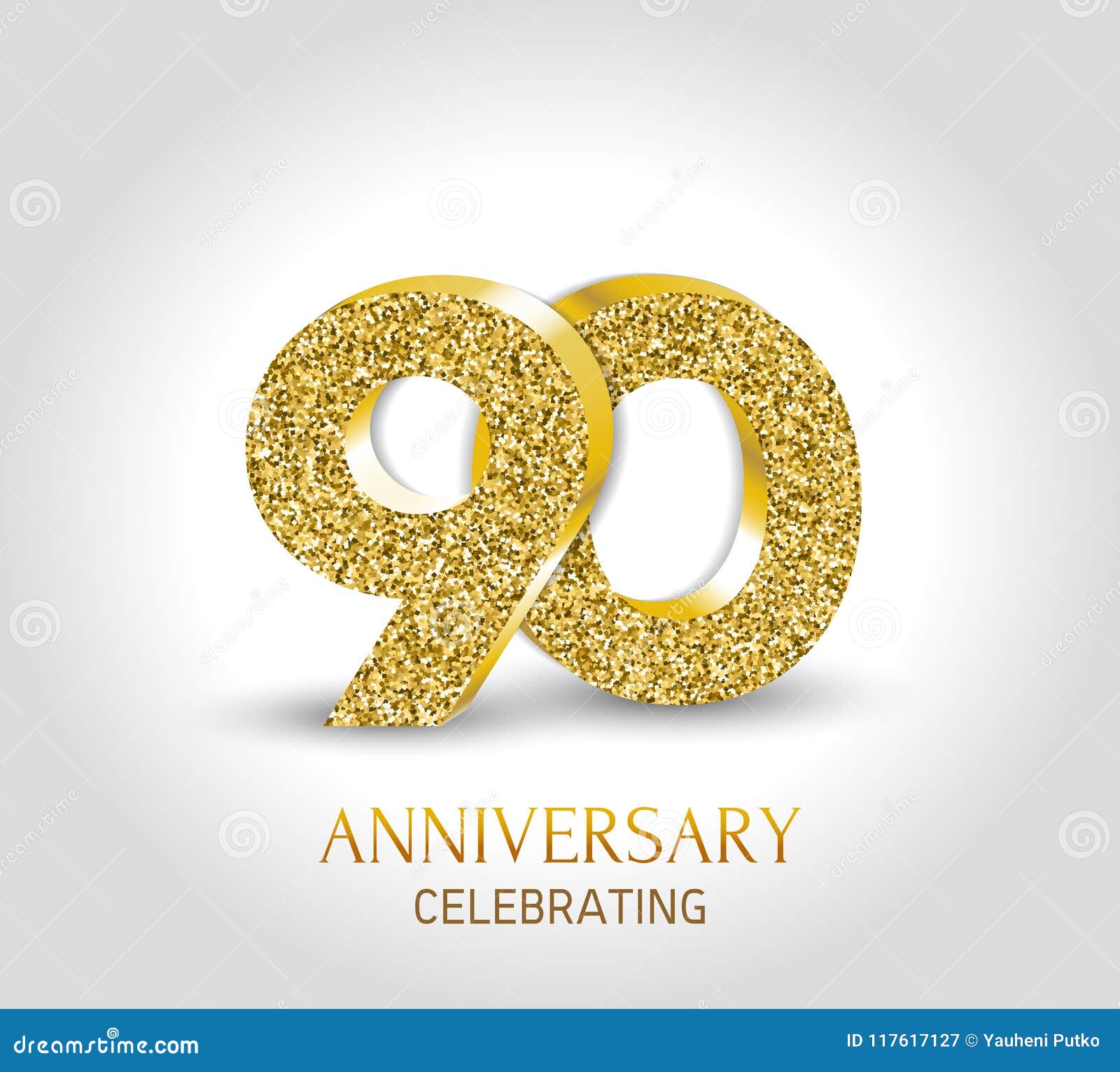 90 - Year Anniversary Banner. 90th Anniversary 3d Logo With Gold ...