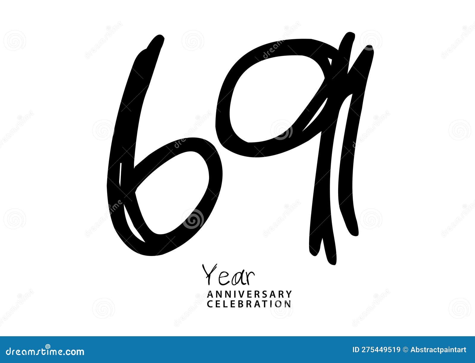 69 Year Anniversary Celebration Black Color Logotype Vector 69 Number