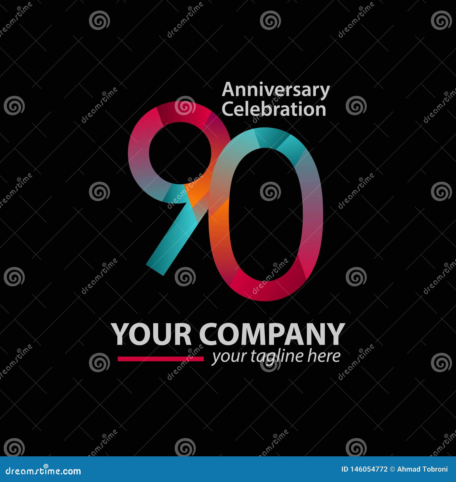 90 Year Anniversary Celebration Company Vector Template Design ...