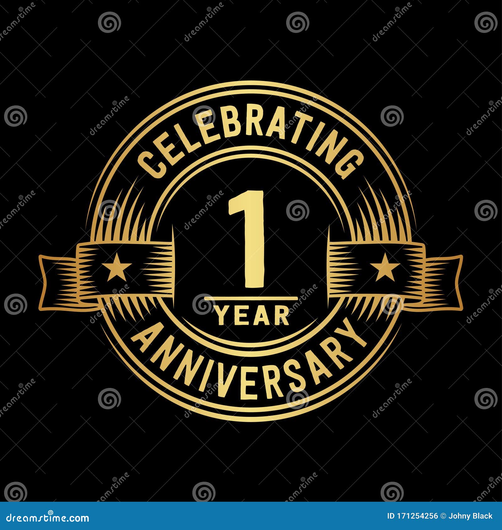 1 Year Anniversary Celebration Logotype. 1st Years Logo. Vector and ...