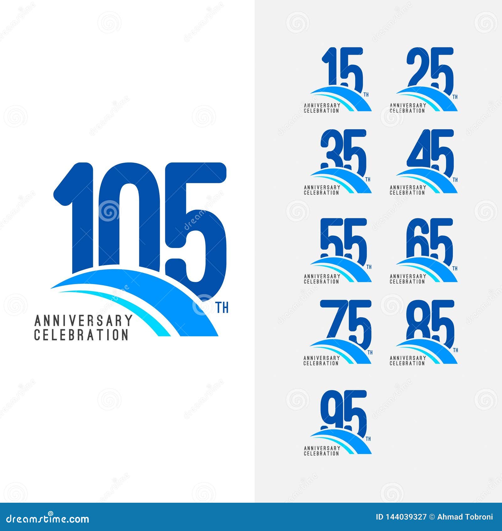 105 Year Anniversary Celebration Set Vector Template Design ...