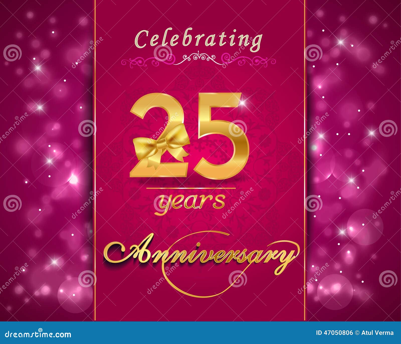 25 Year Anniversary Celebration Sparkling Card, 25th Anniversary Stock ...