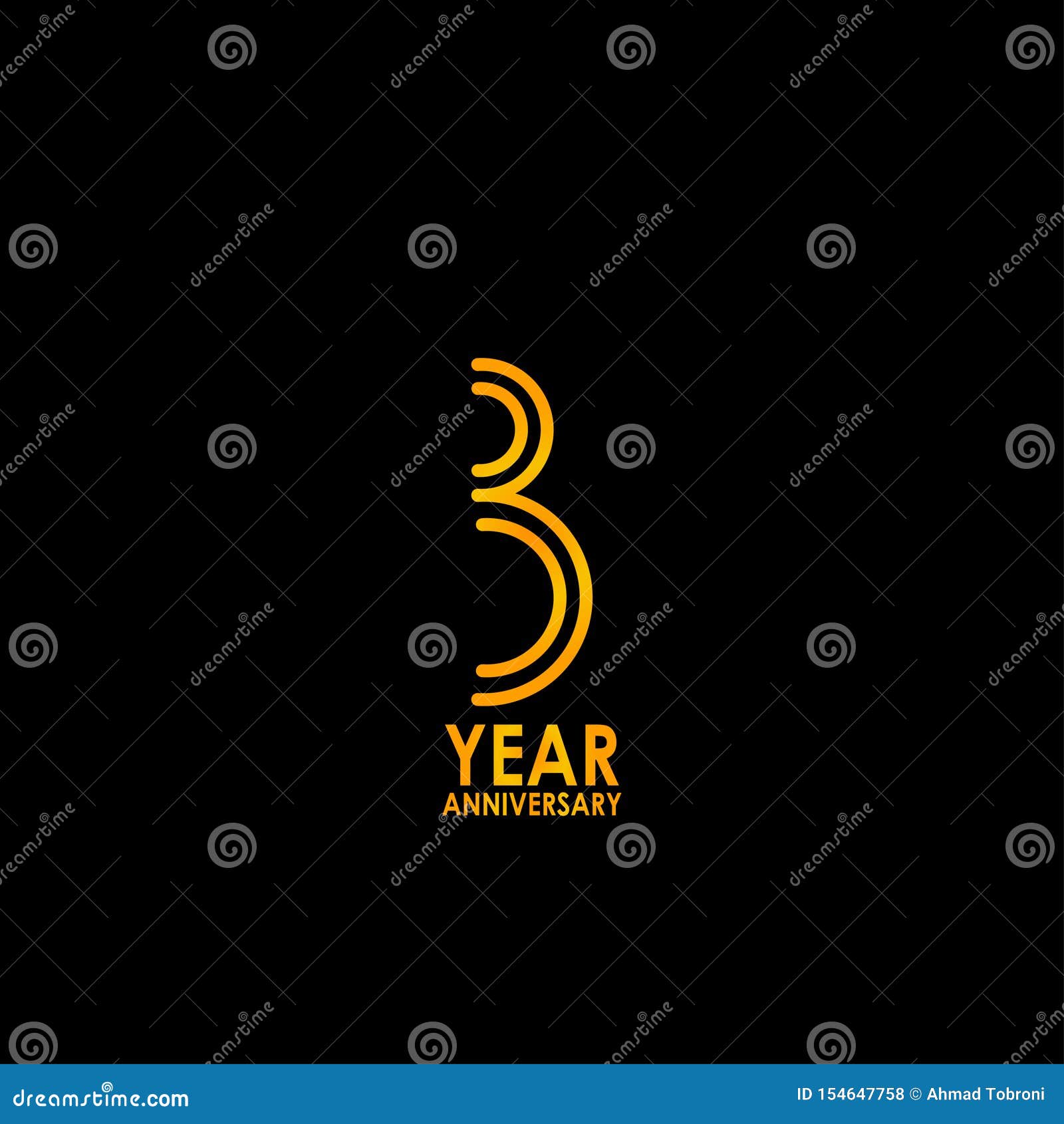 3 Year Anniversary Celebration Vector Template Design Illustration ...