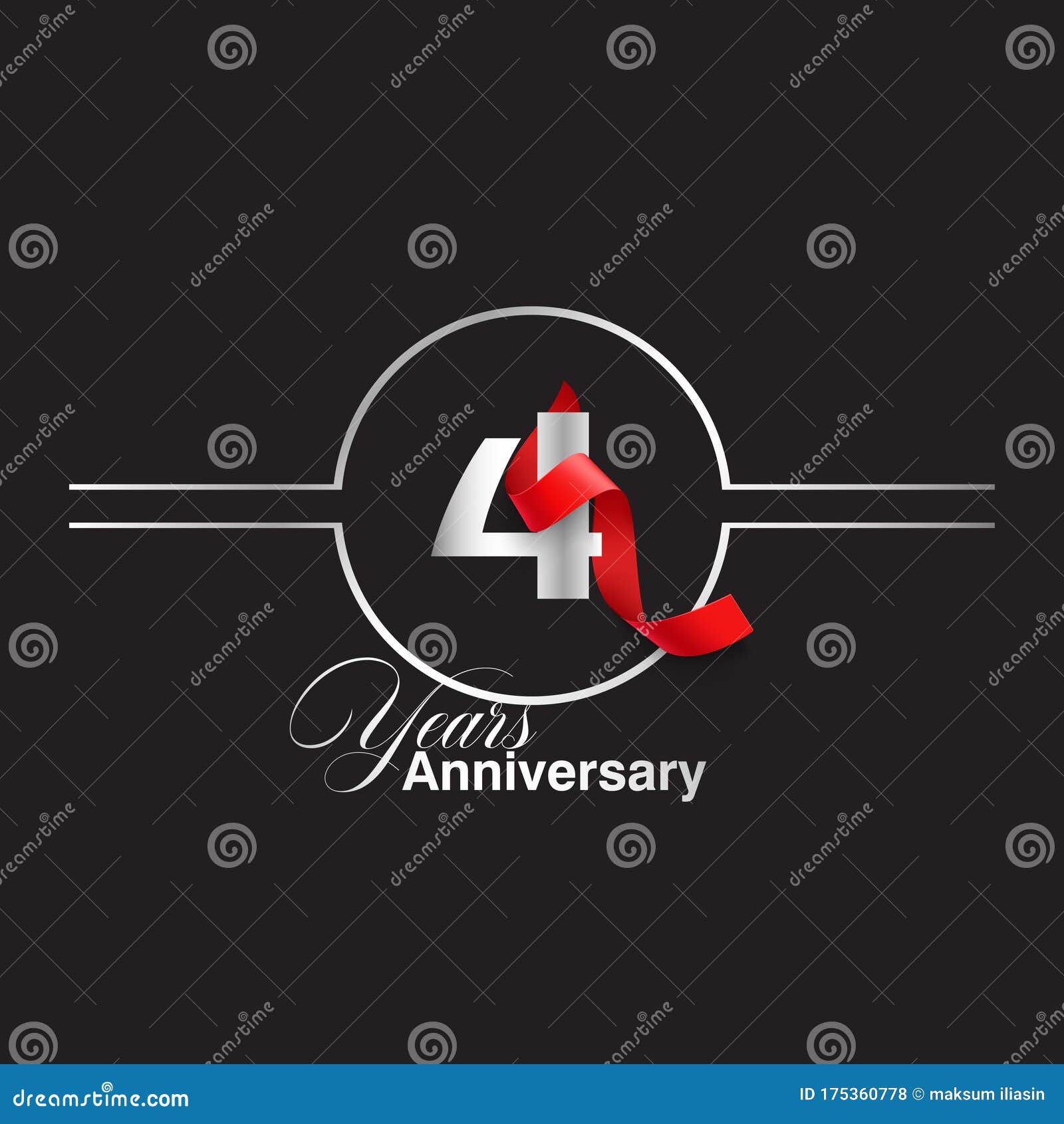4 Year Anniversary Celebration Vector Template Design Illustration ...