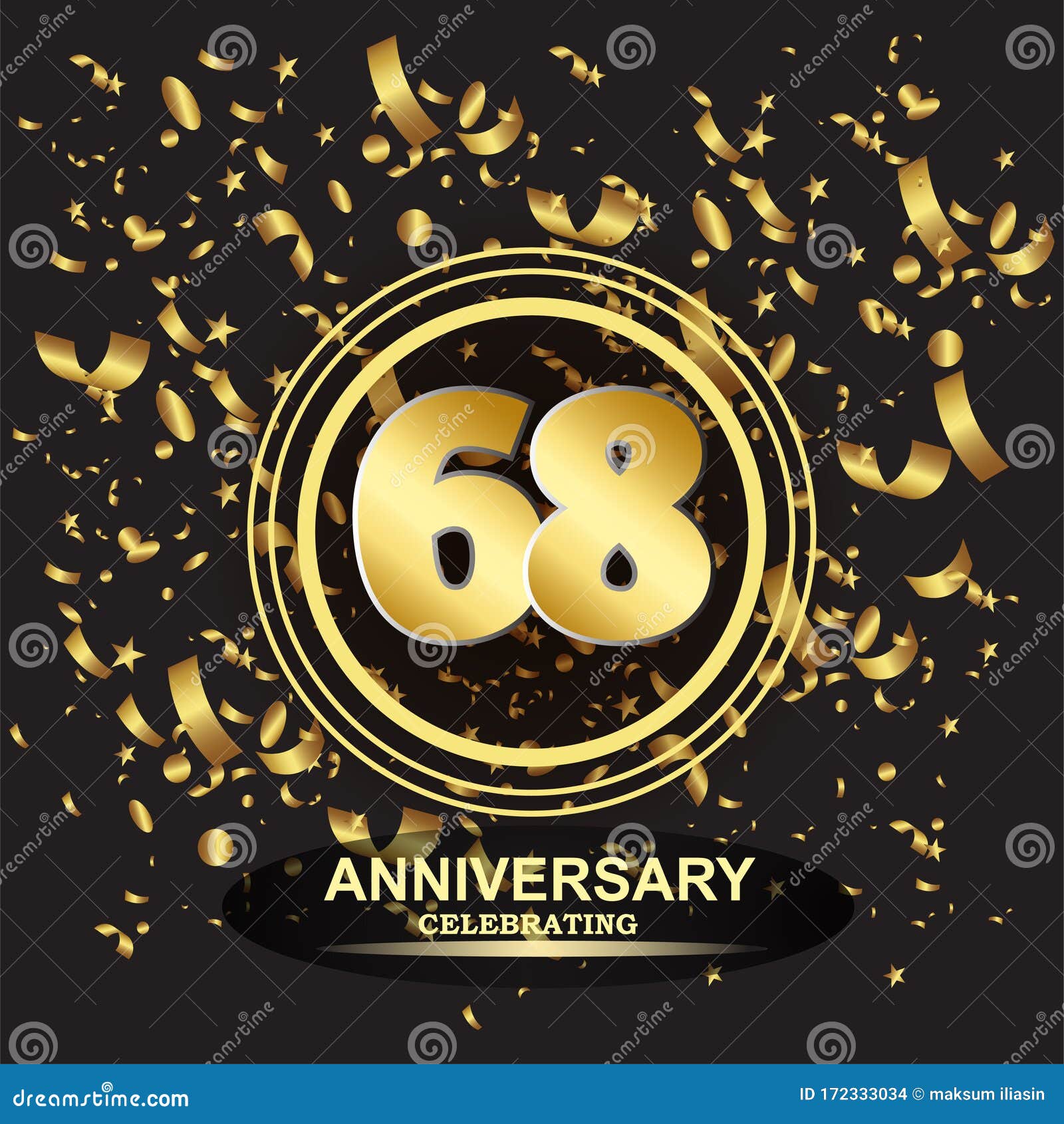 68 Year Anniversary Logo Template Vector Stock Vector - Illustration of ...