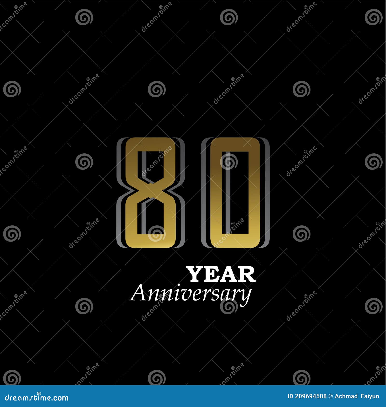 80 Year Anniversary Logo Vector Template Design Illustration Gold and ...
