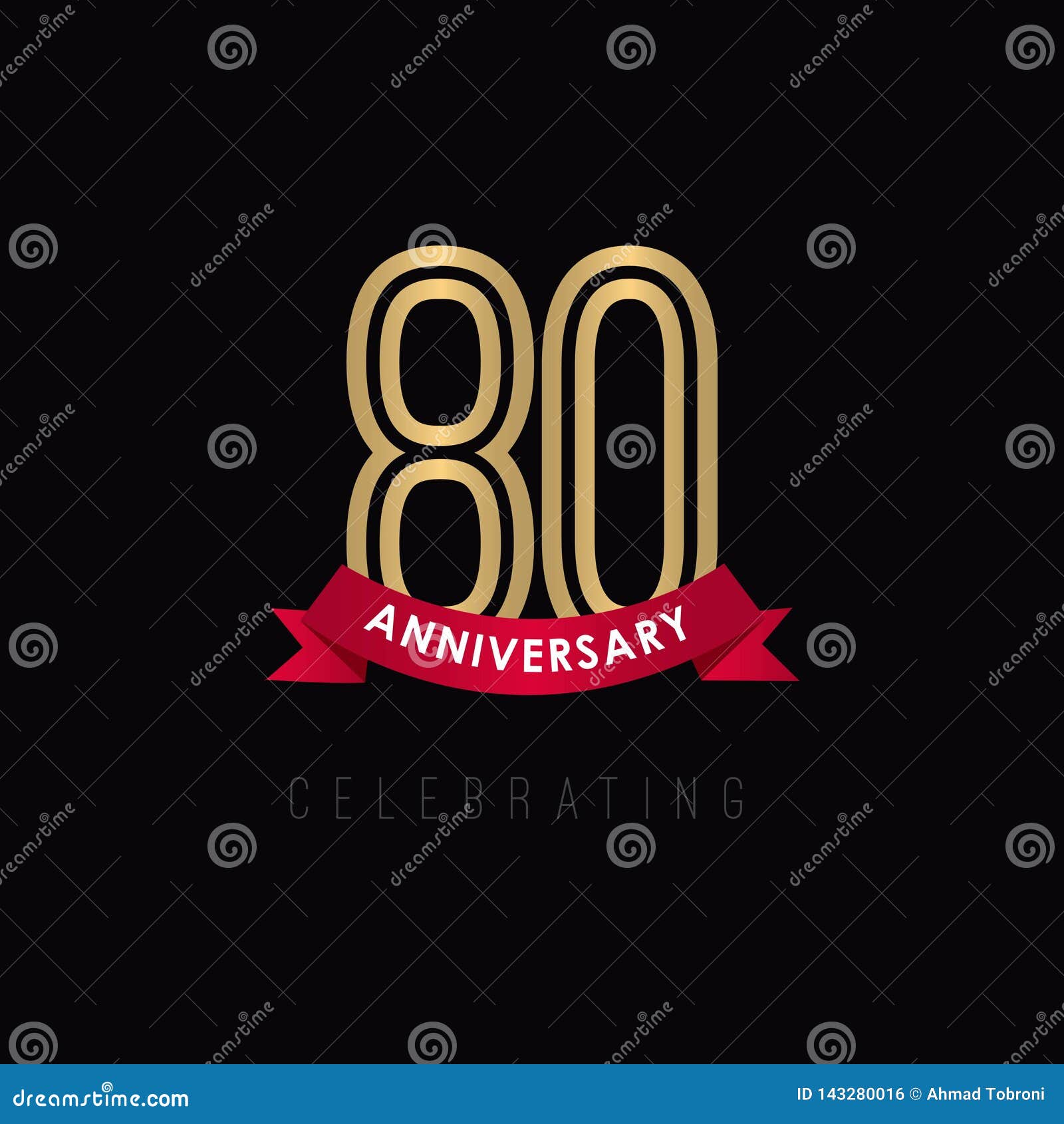 80 Year Anniversary Luxury Gold Black Logo Vector Template Design ...