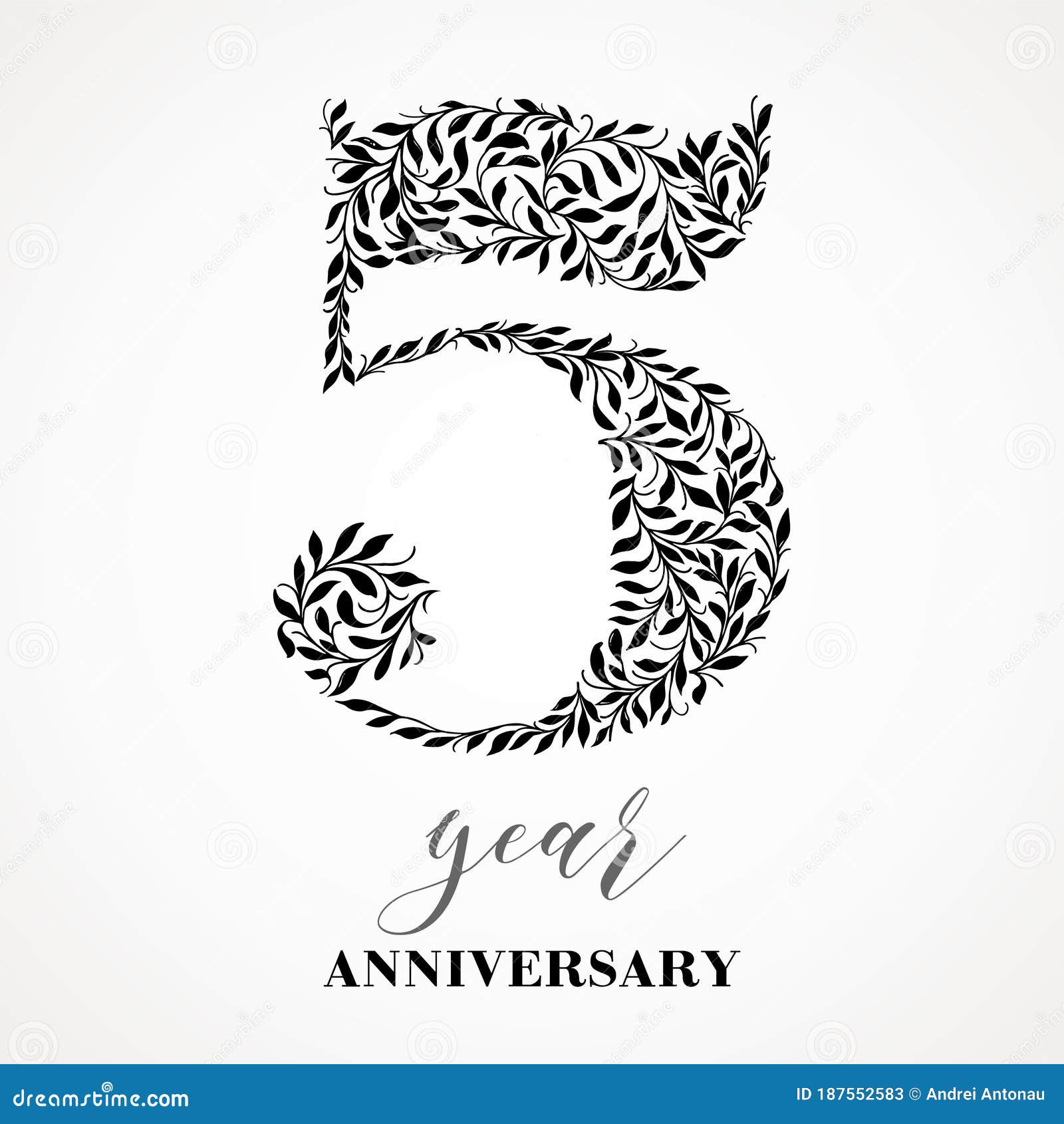 5-year anniversary. stock vector. Illustration of black - 187552583