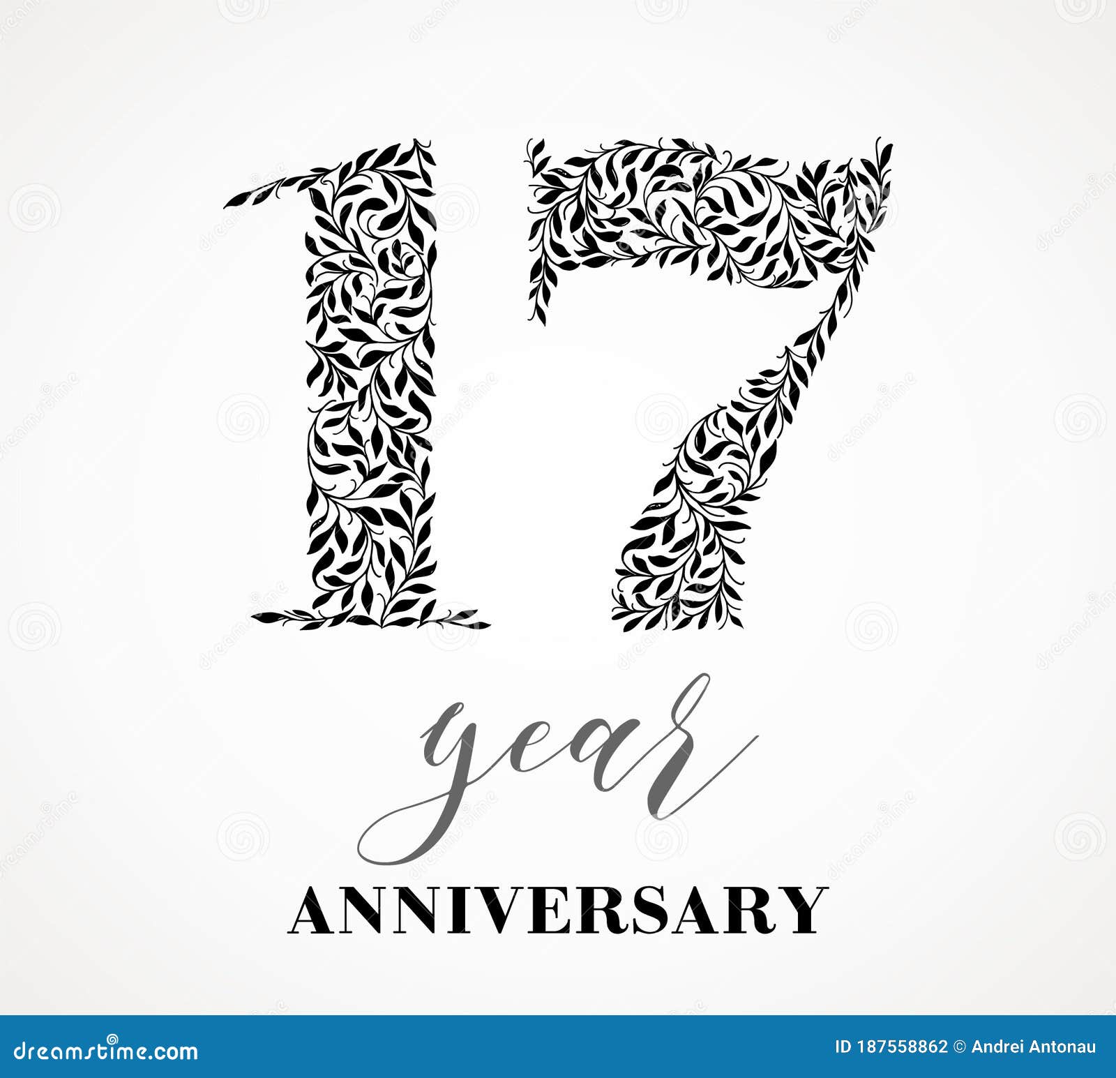 17-year anniversary stock vector. Illustration of happiness - 187558862