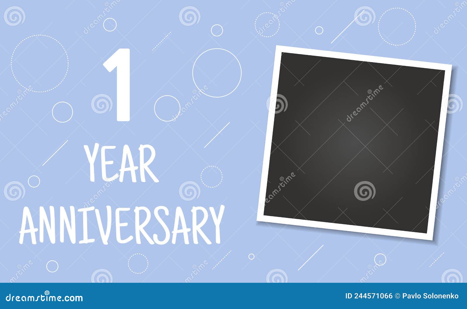 1 Year Anniversary Photo Frame Card. Stock Vector - Illustration of ...