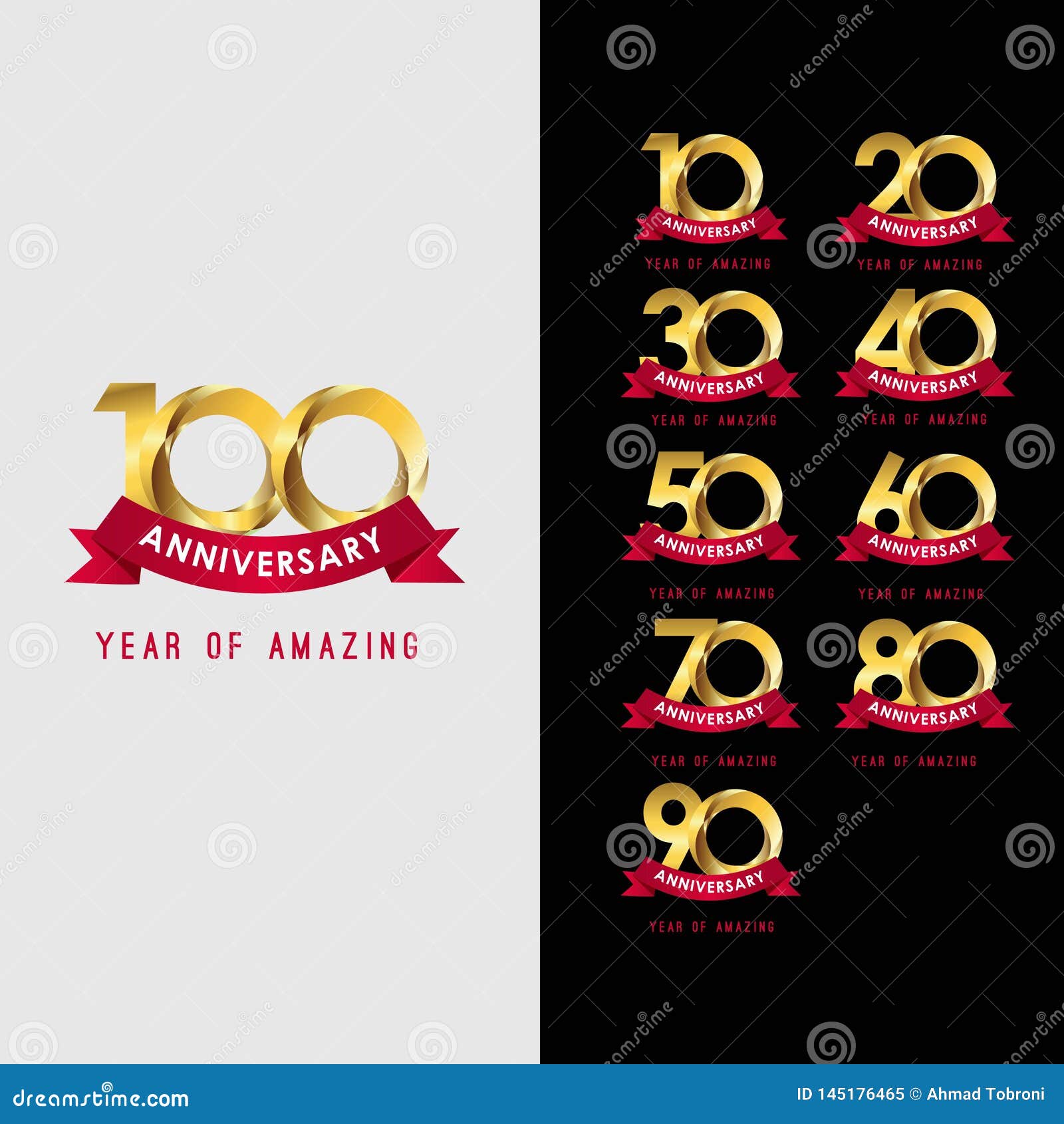 100 Year Anniversary Set Year of Amazing Vector Template Design ...
