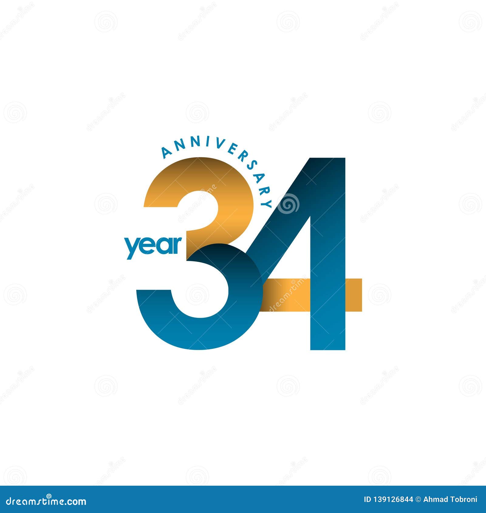 34 Year Anniversary Vector Template Design Illustration Stock Vector ...