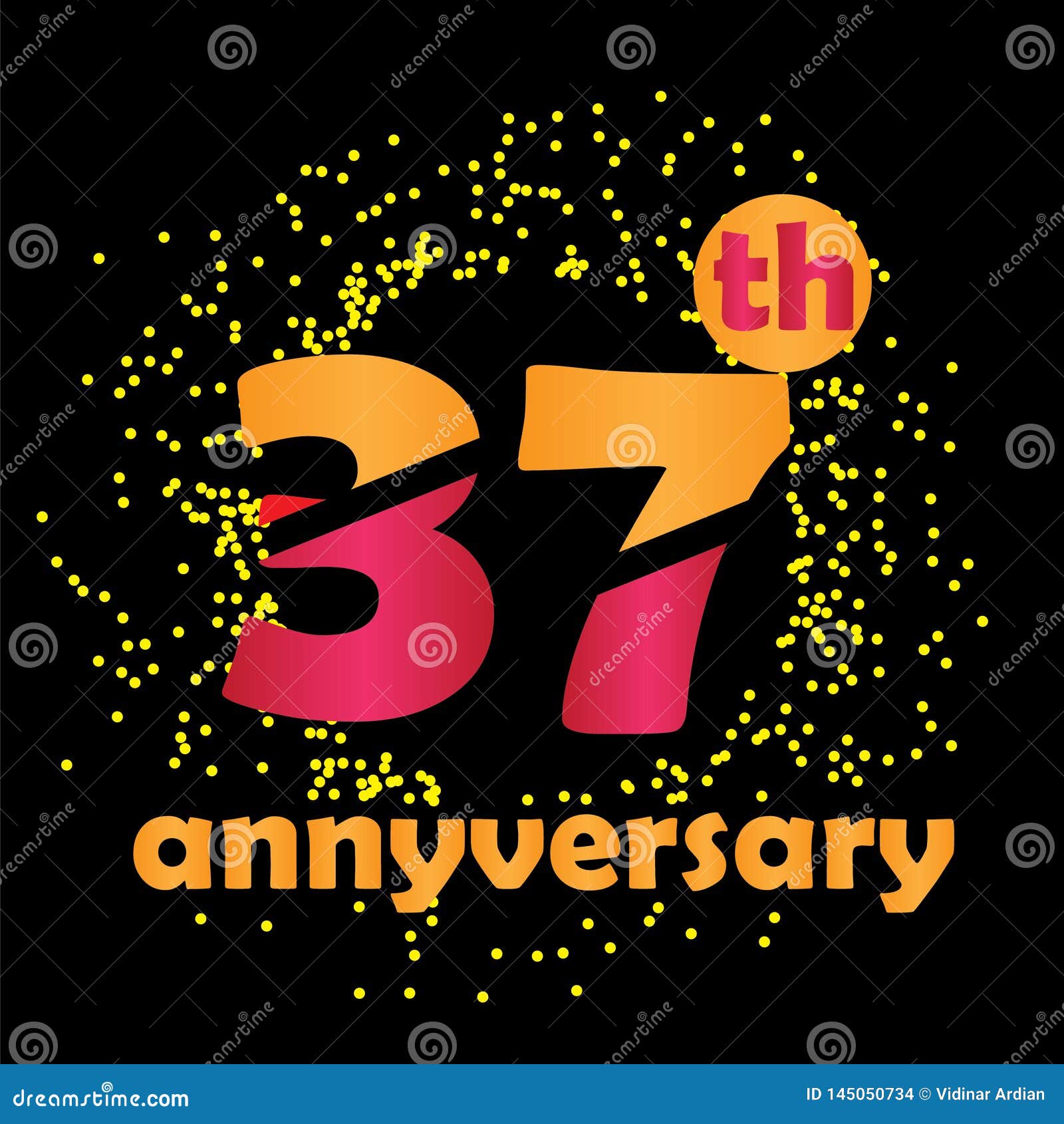 37 Year Anniversary Vector Template Design Illustration - Vector Stock ...