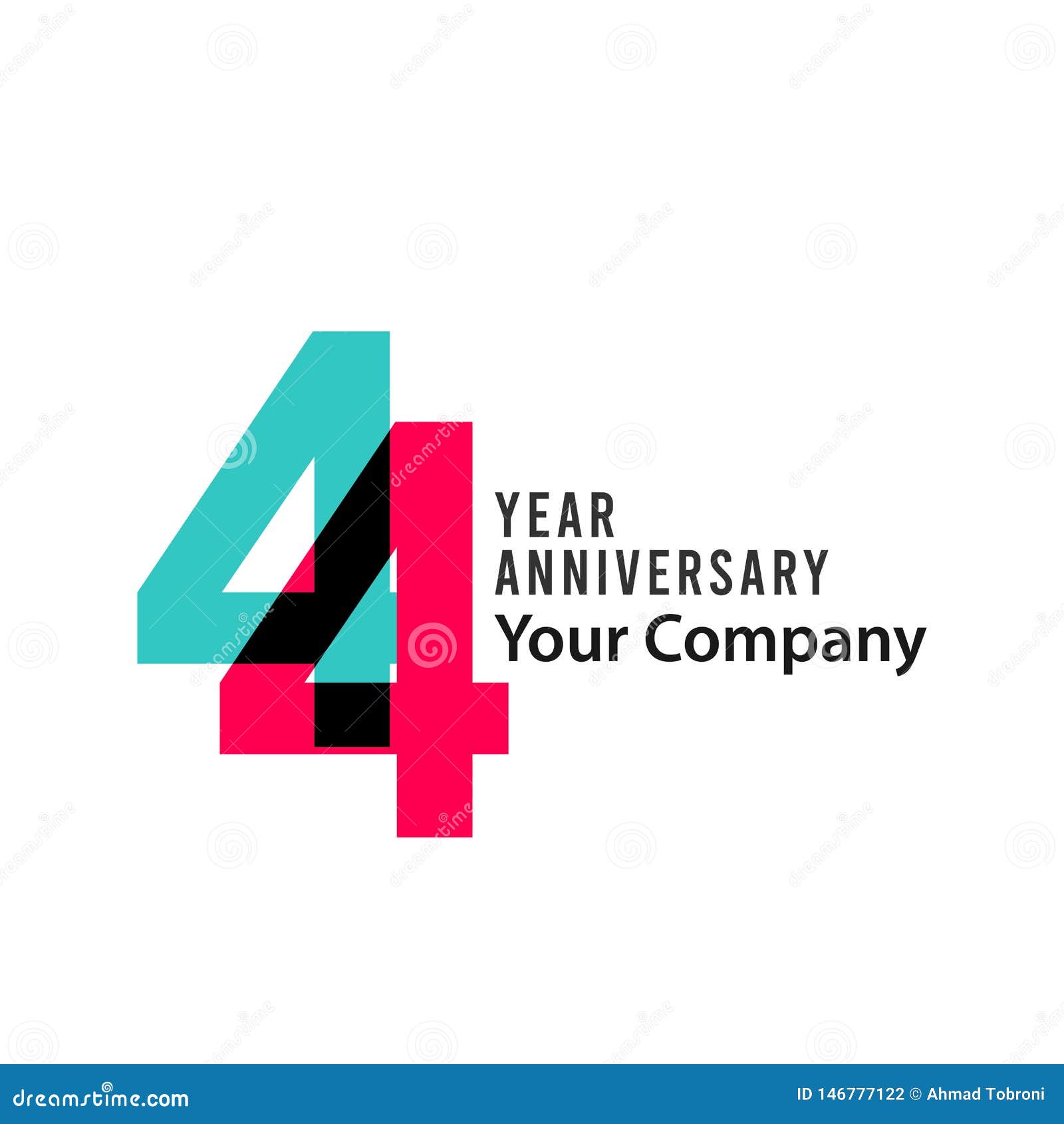 44 Year Anniversary Vector Template Design Illustration Stock Vector ...