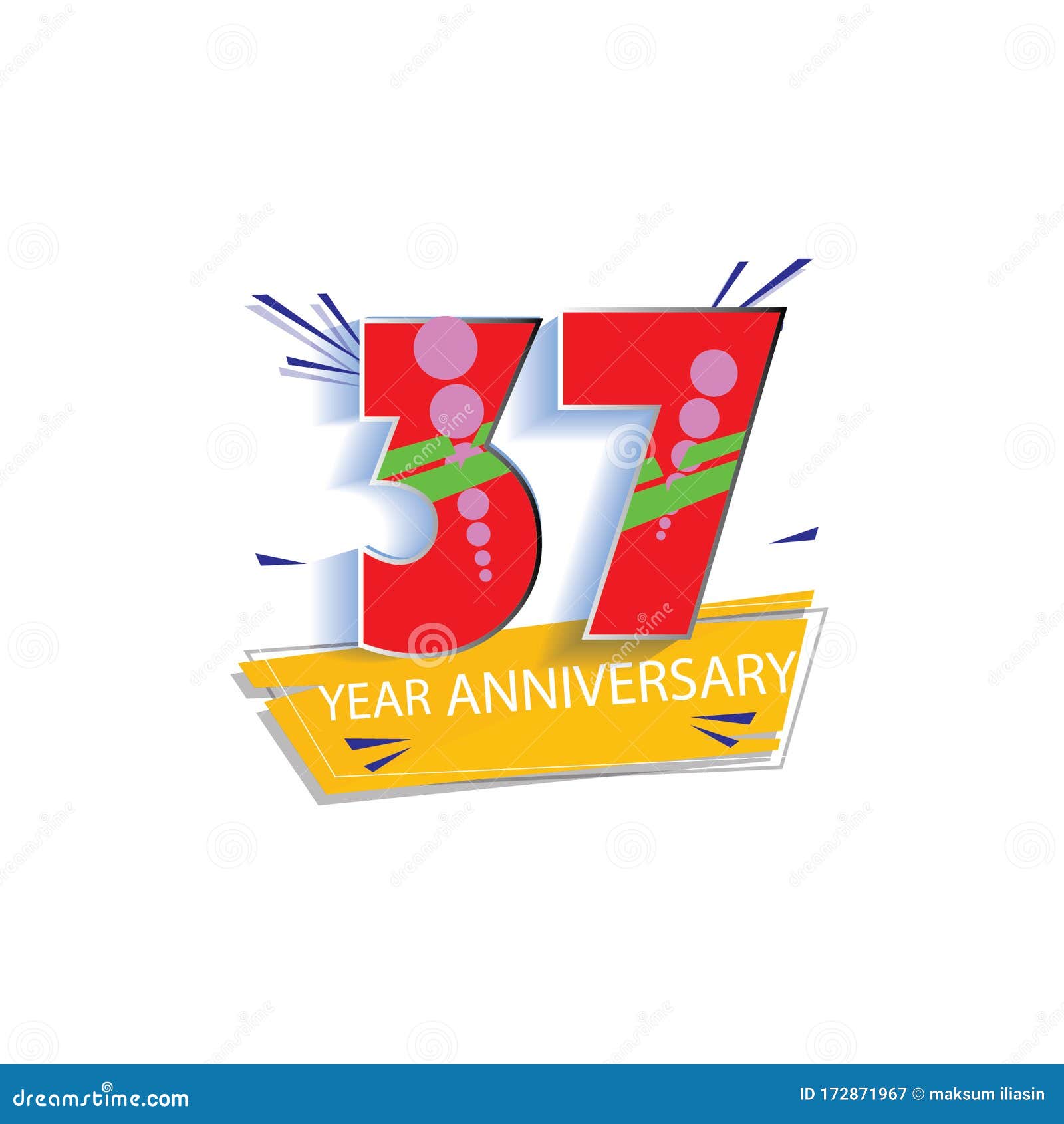 37 Year Anniversary Vector Template Design Illustration Stock ...