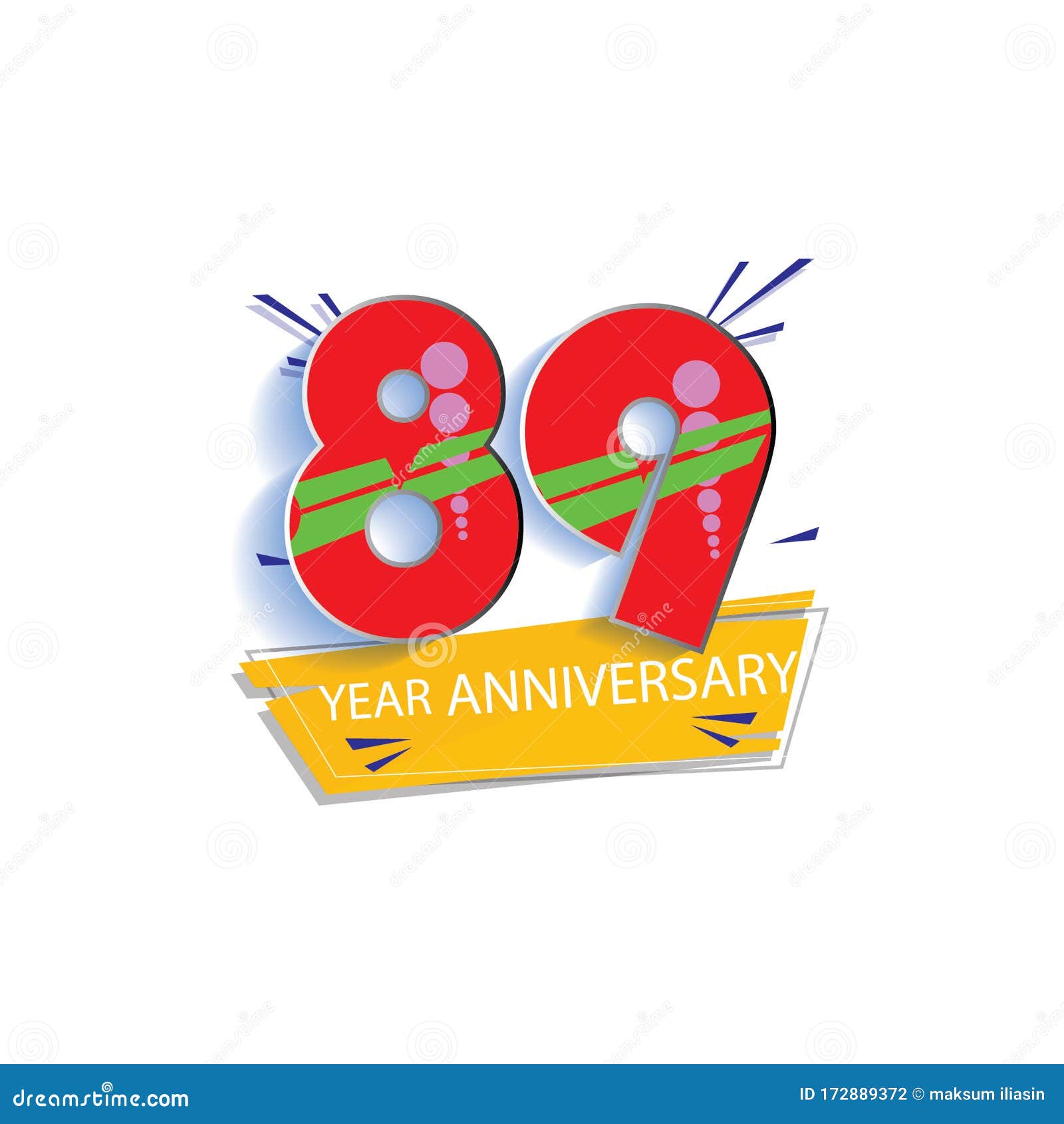 89 Year Anniversary Vector Template Design Illustration Stock Vector ...