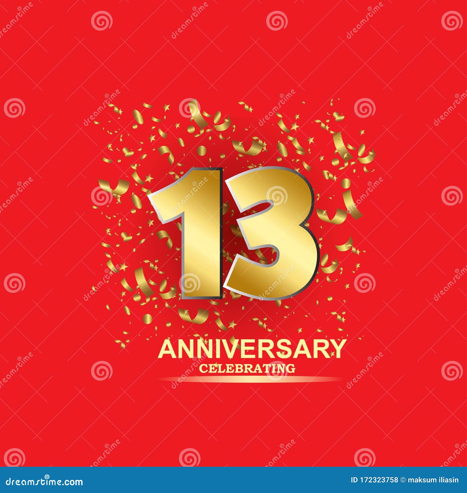 13 Year Anniversary Vector Template Design Illustration Stock Vector ...